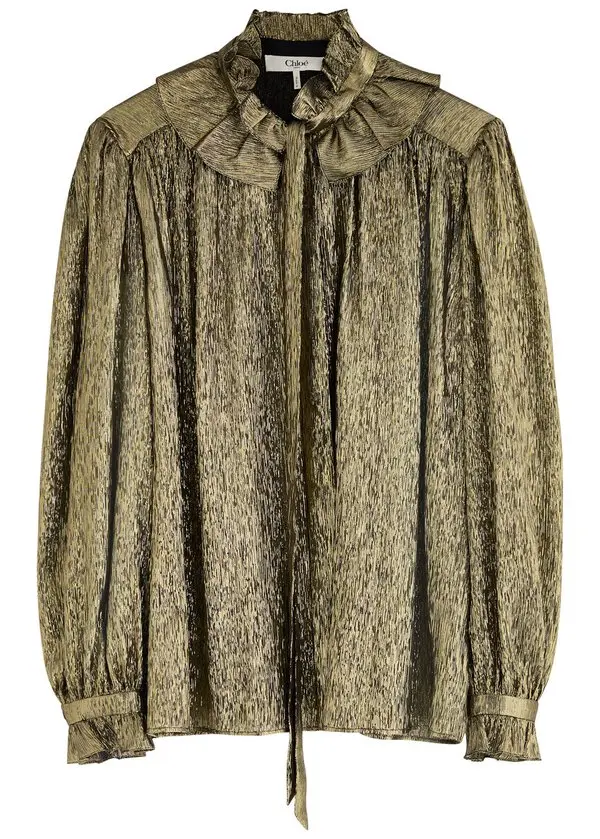 Chloé Metallic Silk-blend Blouse