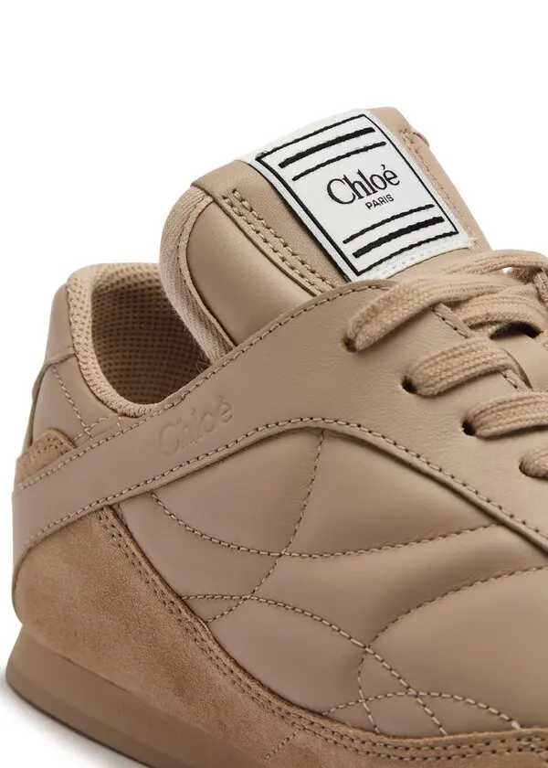 Chloé Kick Paneled Leather Sneakers - Tan