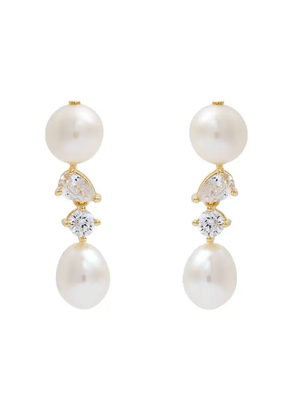 Completedworks And Crystal-embellished 18kt Gold Vermeil Drop Earrings - Pearl