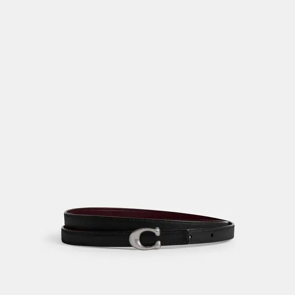 COACH Sculpted Signature Buckle Reversible Belt, 13mm - Silver/black Merlot