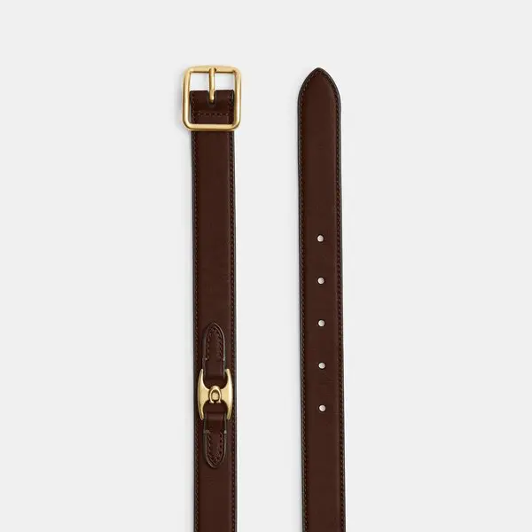 Coach Classic Buckle Leather Belt In Brass/Maple - 40% Off  display picture 3