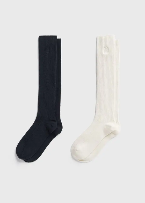 TOTEME High Winter Socks - Navy,winter White
