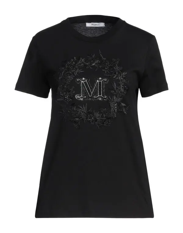 Max Mara T-shirt With Appliqués And Crystals