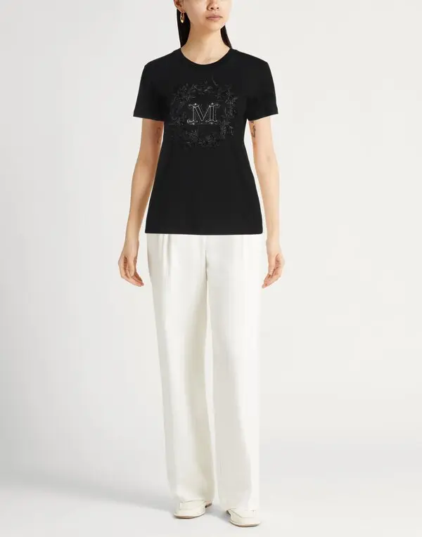 Max Mara T-shirt With Appliqués And Crystals
