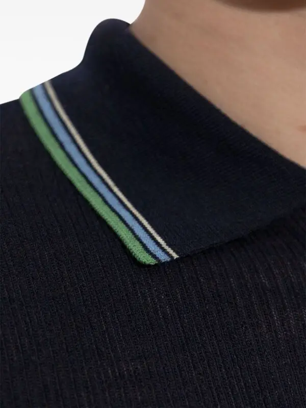 Etro Striped-border Polo Jumper - Blue