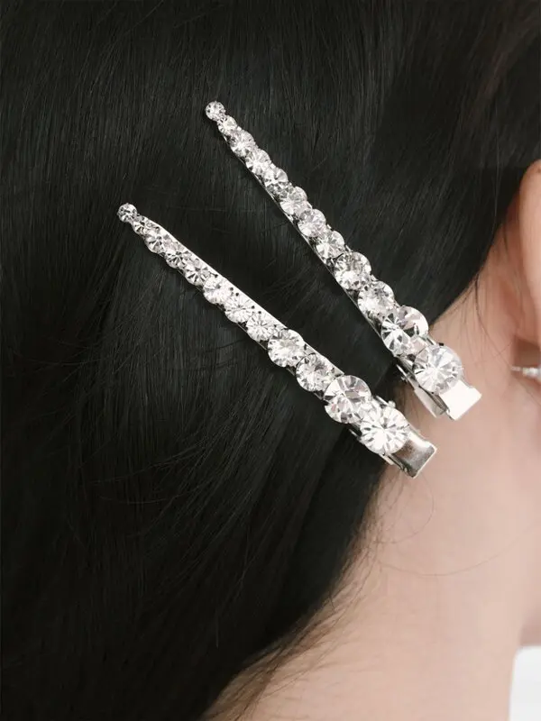 Jennifer Behr Crystal Hair Clips Set - Silver | Editorialist display picture 3