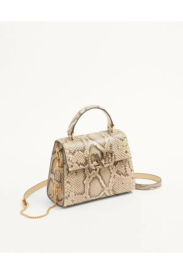 Valentino Garavani V Sling Small Python Handbag - White