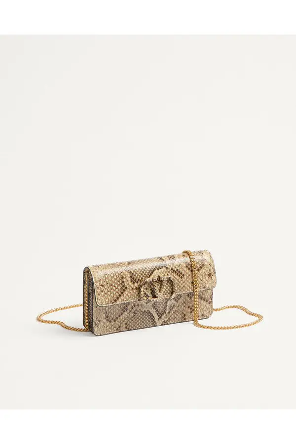 Valentino Garavani Vlogo Signature Python Chain Wallet - Natural