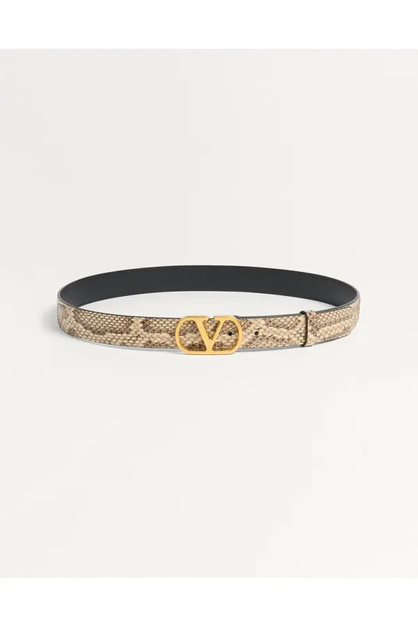 Valentino Garavani Vlogo Signature Python Belt - Natural