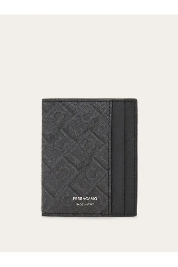 FERRAGAMO Monogram Credit Card Holder - Black