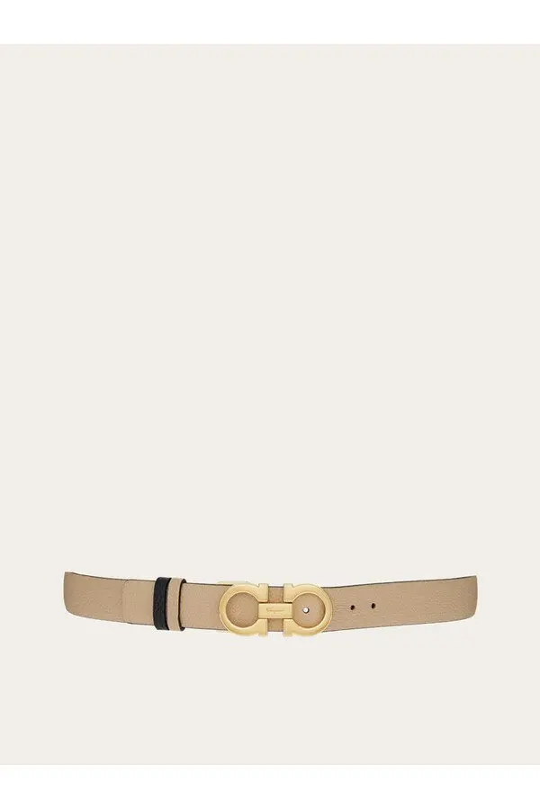 FERRAGAMO Reversible And Adjustable Gancini Belt - Black