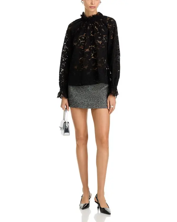 Aqua Lace Long Sleeve Mockneck Top