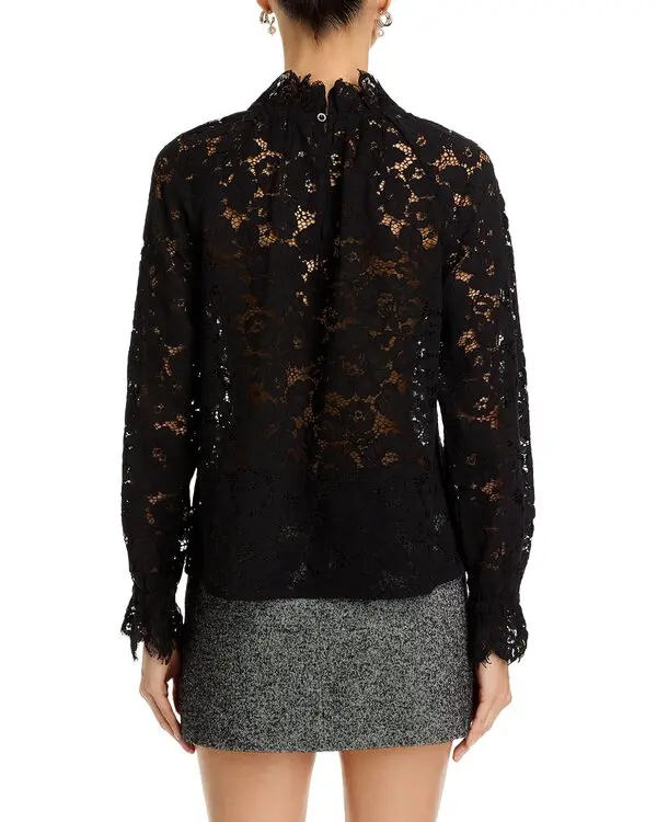 Aqua Lace Long Sleeve Mockneck Top