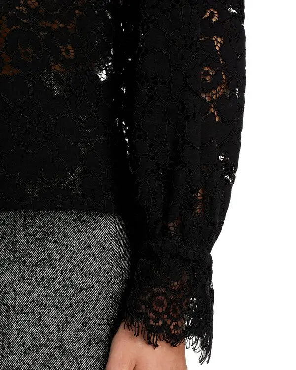 Aqua Lace Long Sleeve Mockneck Top