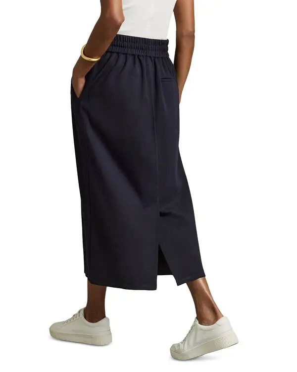 REISS Nora Ruched Jersey Midi Skirt