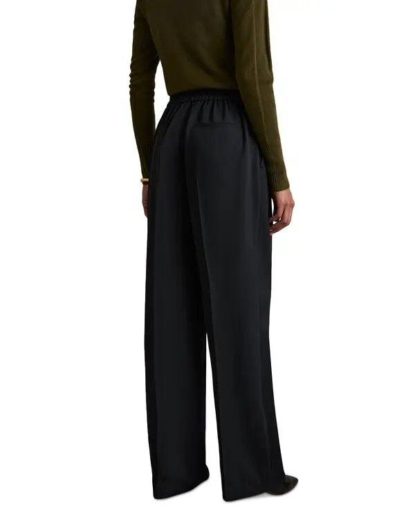REISS Eden Wide Leg Trousers - Navy