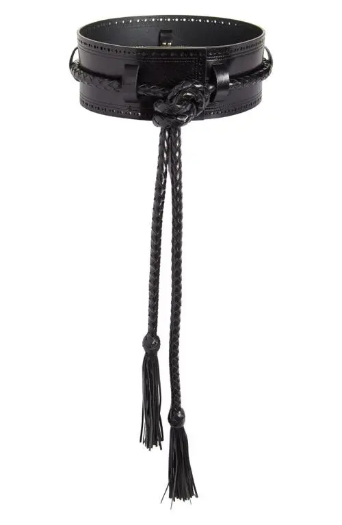 Carolina Herrera Braided Leather Corset Belt In Black - 55 