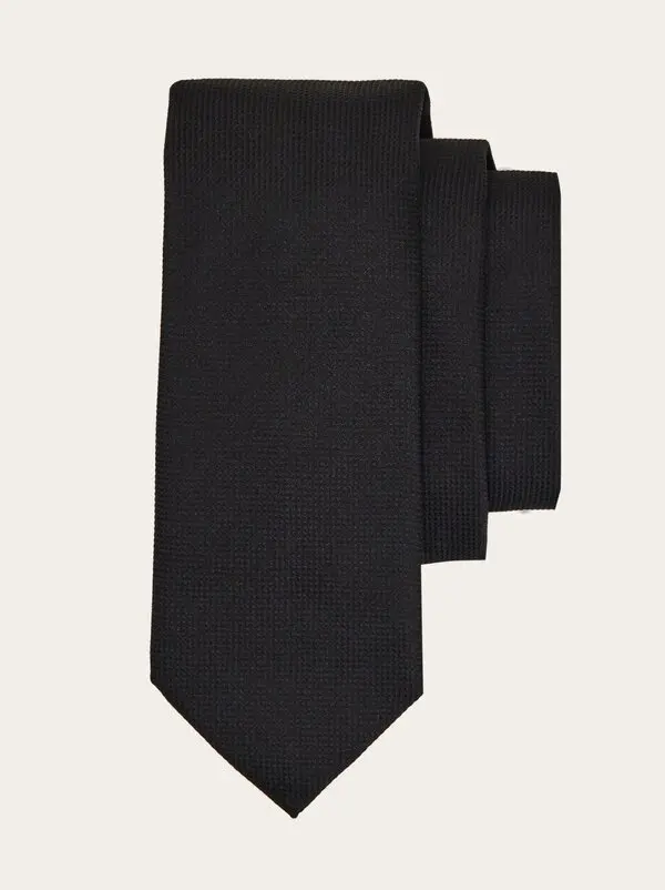 FERRAGAMO Jacquard Neck Tie - Black