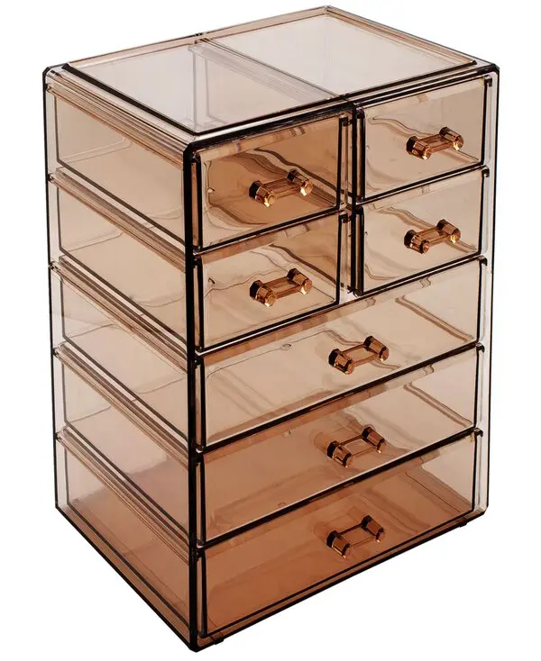 SORBUS 6 Drawer Acrylic Makeup Organizer Case For Cosmetics - Brown