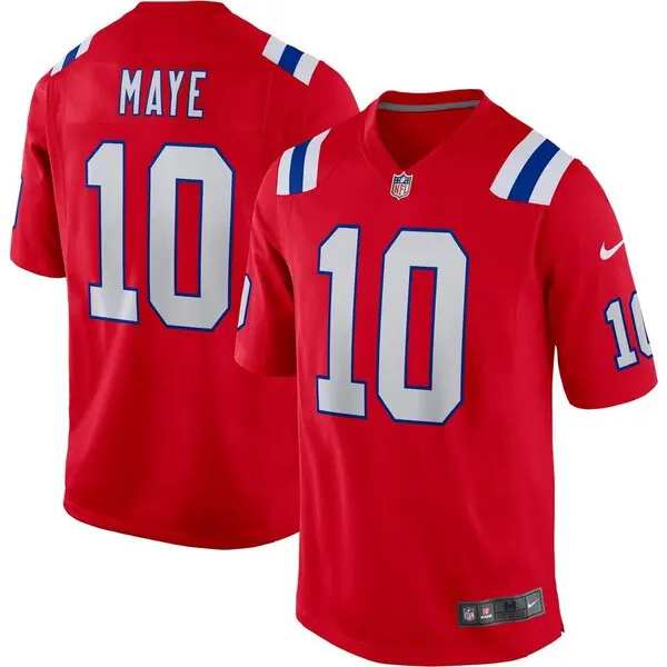 Nike Drake Maye New England Patriots Game Jersey - Red