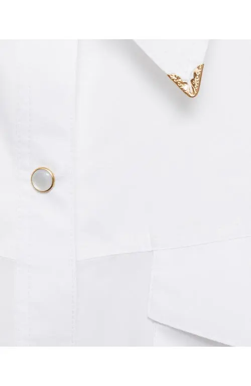 Mango Metal Detail Snap-up Western Shirt