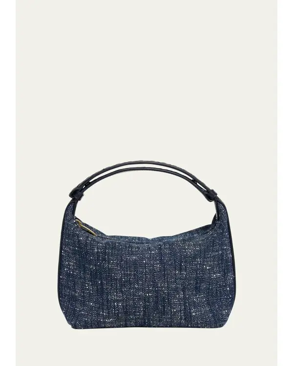 Bottega Veneta Mini Wallace Boucle Shoulder Bag - Denim