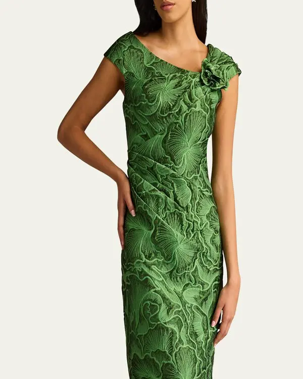 tadashi shoji asymmetric floral jacquard dress Tadashi Shoji Women's Emery Floral Jacquard Dress