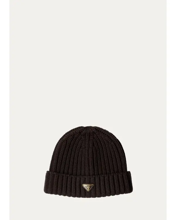 Prada Knitted Virgin Wool Beanie - Moro