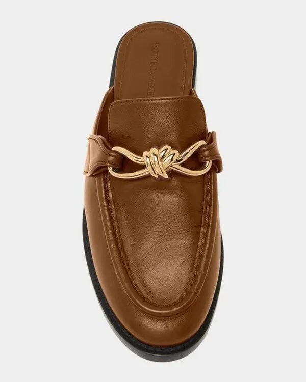 Bottega Veneta Astaire Knot Leather Loafer Mules - Brown