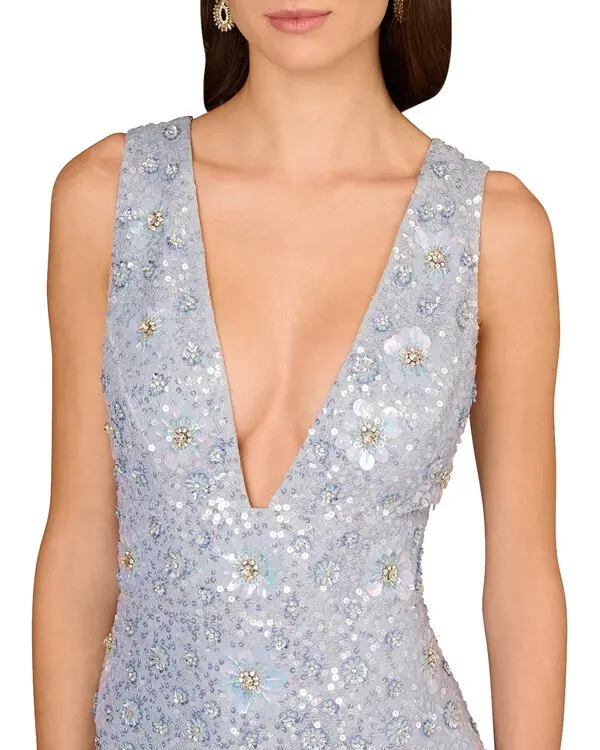 white christmas dresses Aidan Mattox V-Neck Halter Beaded Gown