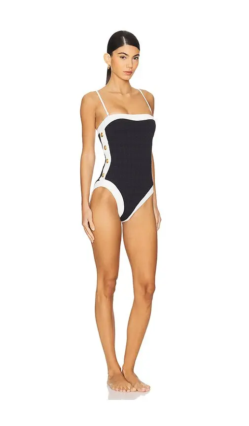 L'Agence Tory Colorblock One Piece Swimsuit - Black