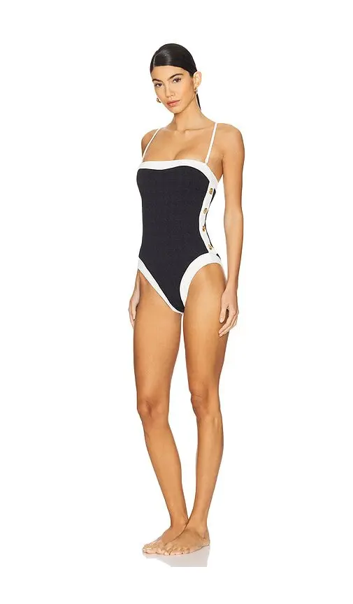 L'Agence Tory Colorblock One Piece Swimsuit - Black