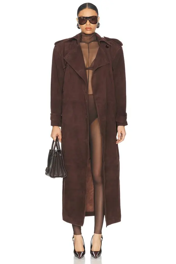 Norma Kamali Long Sleeve Slim Fit Turtleneck Catsuit - Espresso
