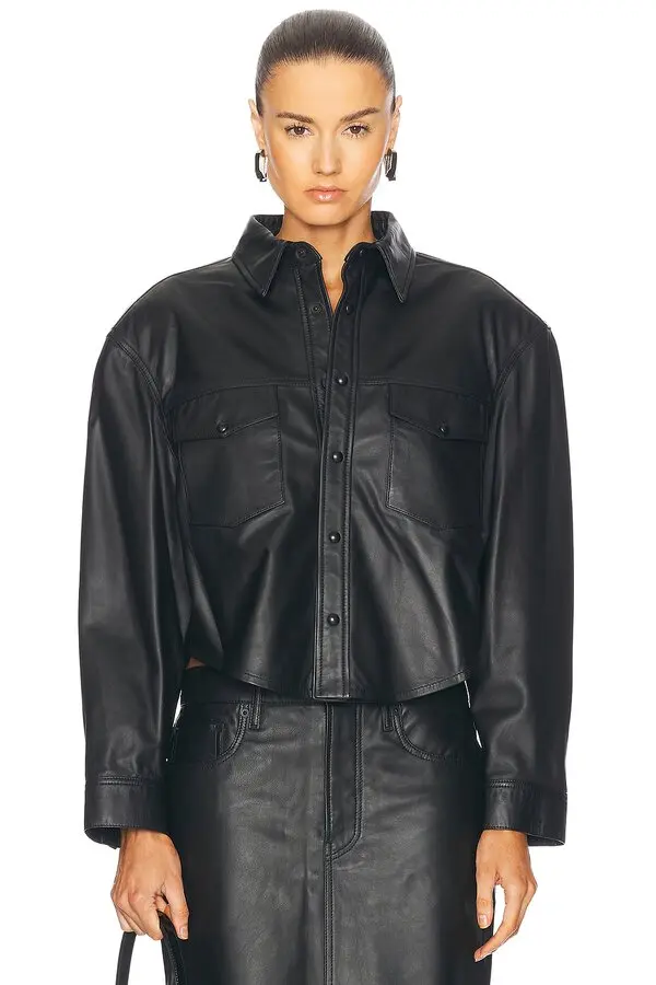 Wardrobe.NYC Leather Shirt Jacket - Black