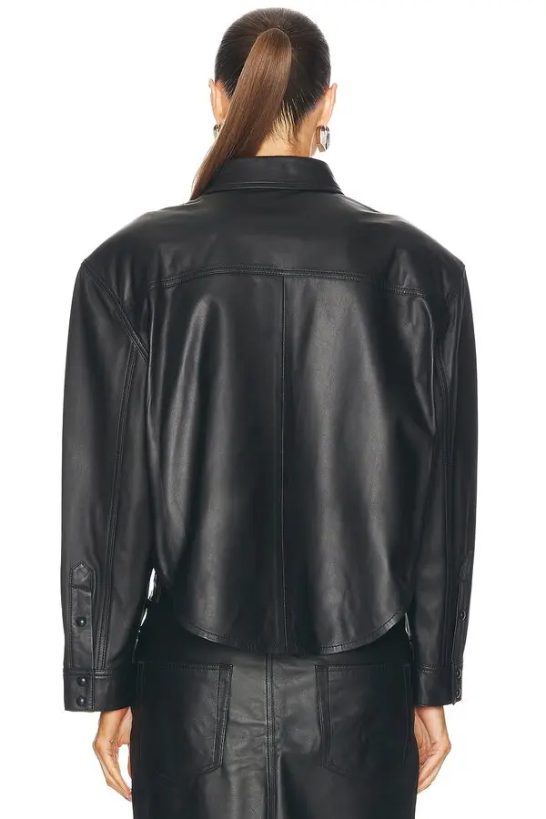 Wardrobe.NYC Leather Shirt Jacket - Black