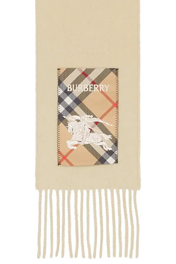 Burberry Solid Label Scarf In Beige