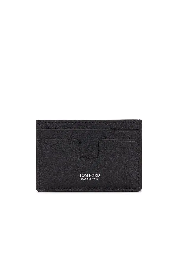 TOM FORD Soft Grain Leather T Line Cardholder - Black
