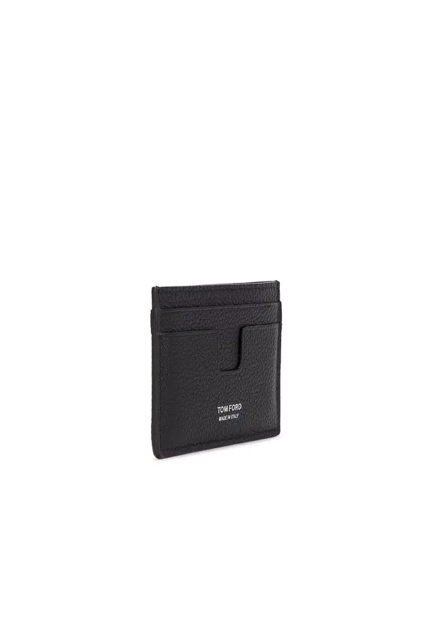 TOM FORD Soft Grain Leather T Line Cardholder - Black