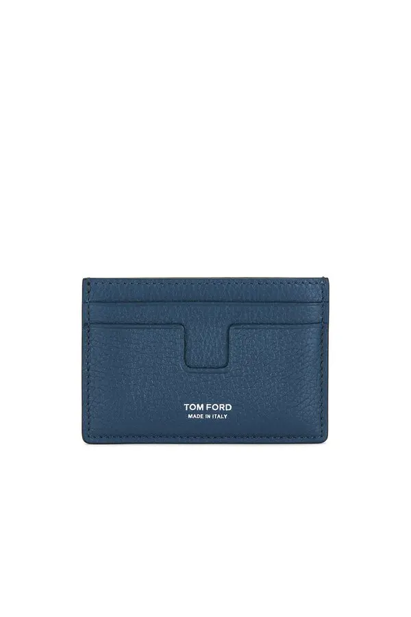 TOM FORD Soft Grain Leather T Line Cardholder - Indigo