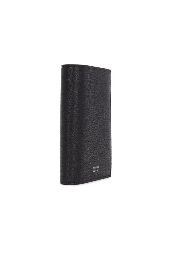 TOM FORD Soft Grain Leather T Line Passport Holder - Black