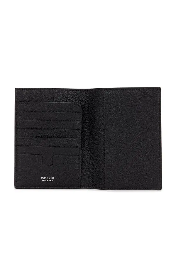 TOM FORD Soft Grain Leather T Line Passport Holder - Black