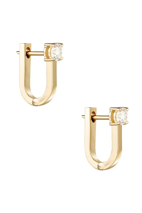 Melissa Kaye Aria U Huggie Hoop Earrings - 18k Yellow Gold & Diamonds