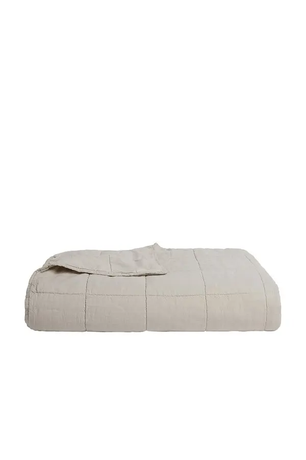 PARACHUTE Linen Box Quilt In White - Bone