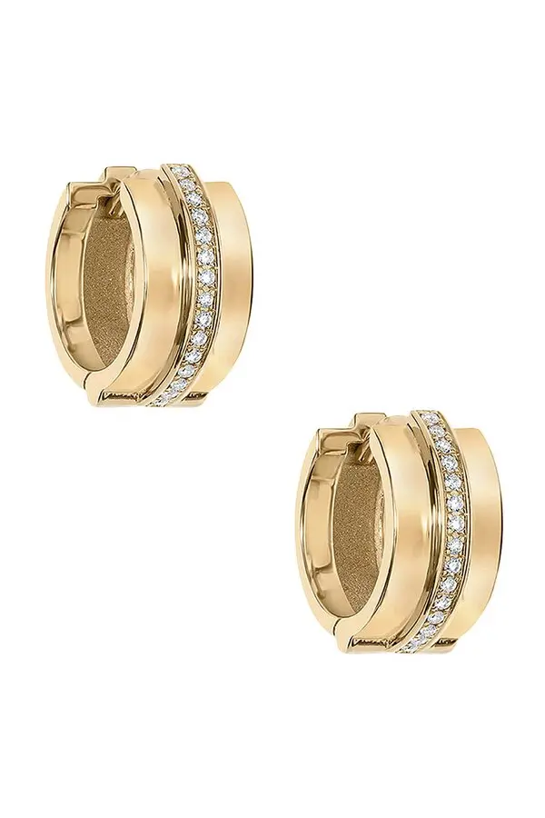 AZLEE Staircase Diamond Huggie Earrings - 18k Yellow Gold & Diamond
