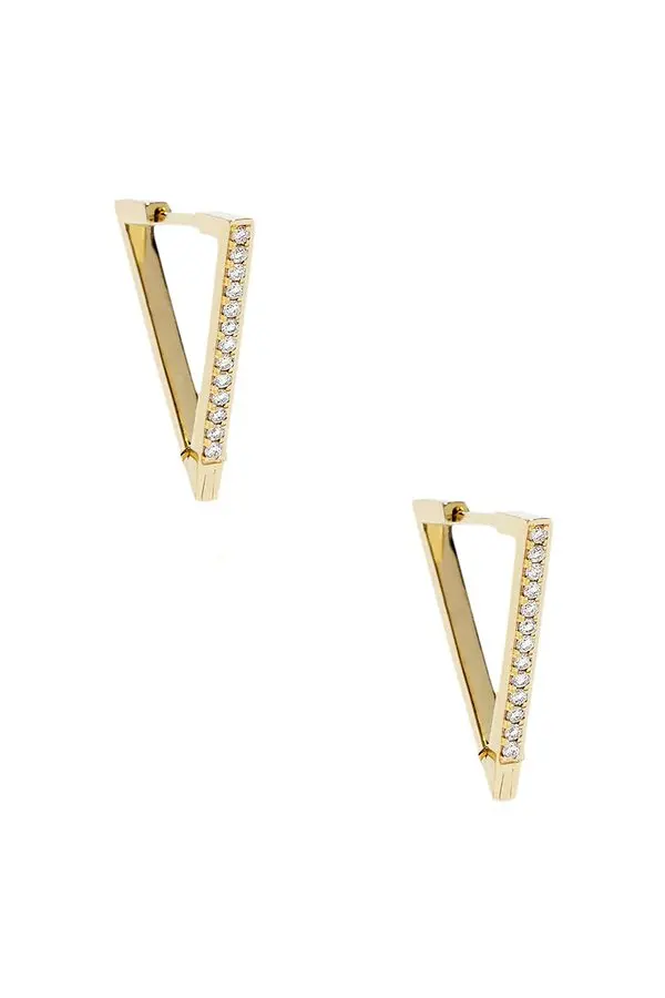 AZLEE V Pave Diamond Hoop Earrings - 18k Yellow Gold & Diamond