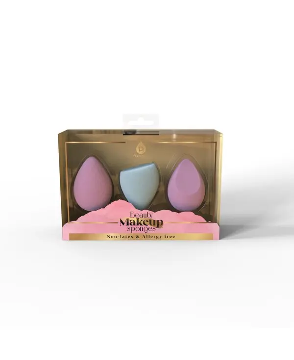 PURSONIC 3-pack Beauty Makeup Sponges – Multi-shape Blenders For Flawless Application - Purple
