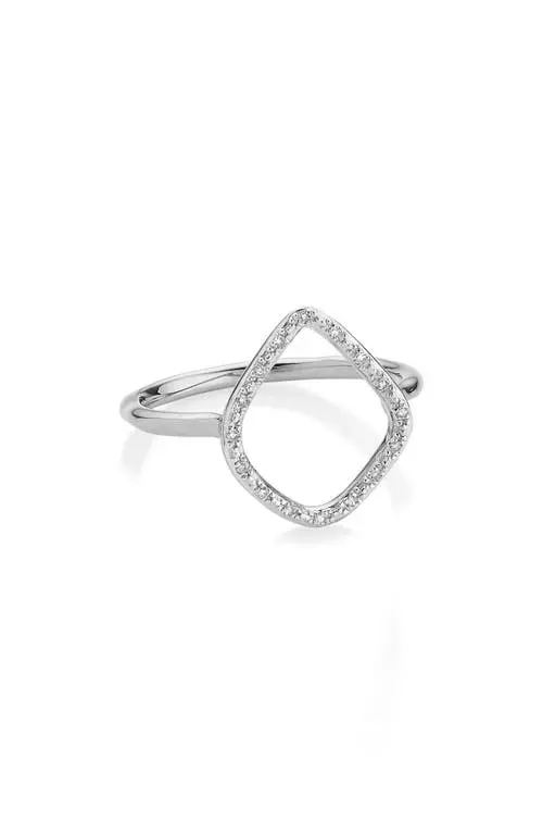 Monica Vinader Riva Diamond Hoop Ring - Silver