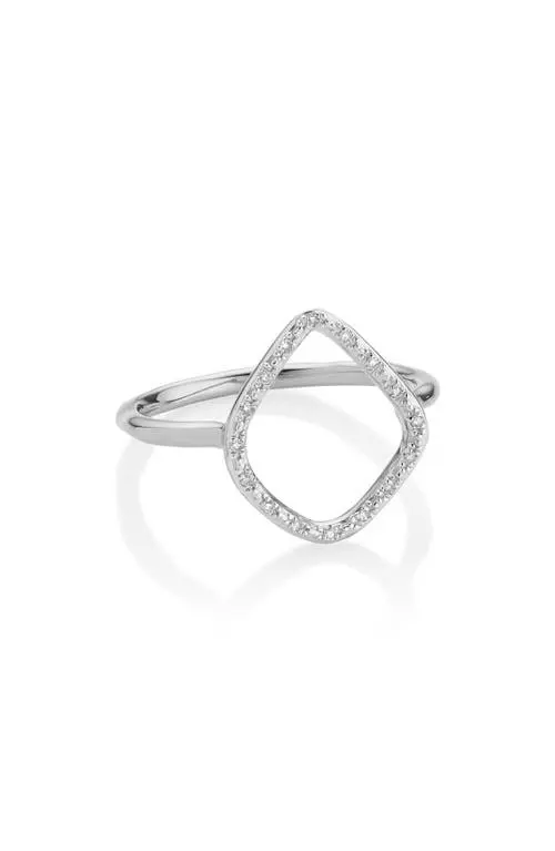 Monica Vinader Riva Diamond Hoop Ring - Silver