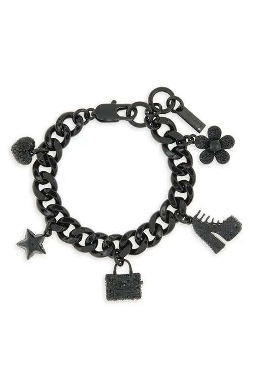 Marc Jacobs Mini Icon Pavé Charm Bracelet - Black/crystal