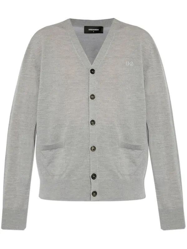 Dsquared2 Virgin Wool V-neck Cardigan - Grey